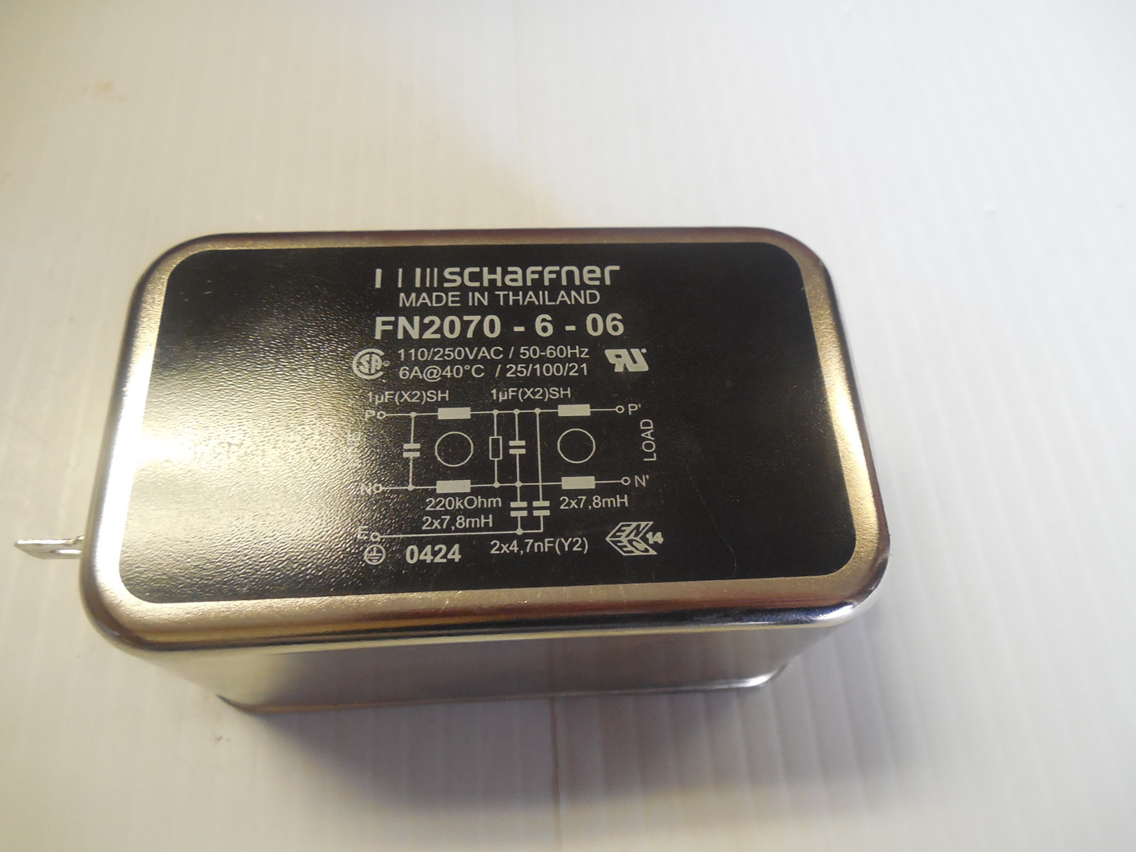 SCHAFFNER POWER LINE FILTER FN2070-6-06 FN2070606 250VAC 60HZ 6A 6 A AMP 40°C | eBay