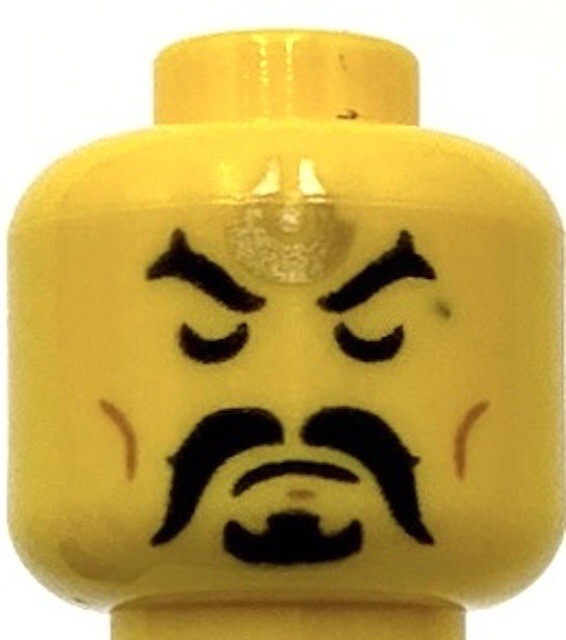 Lego New Yellow Minifigure Head Dual Sided Black Eyebrows Moustache and ...