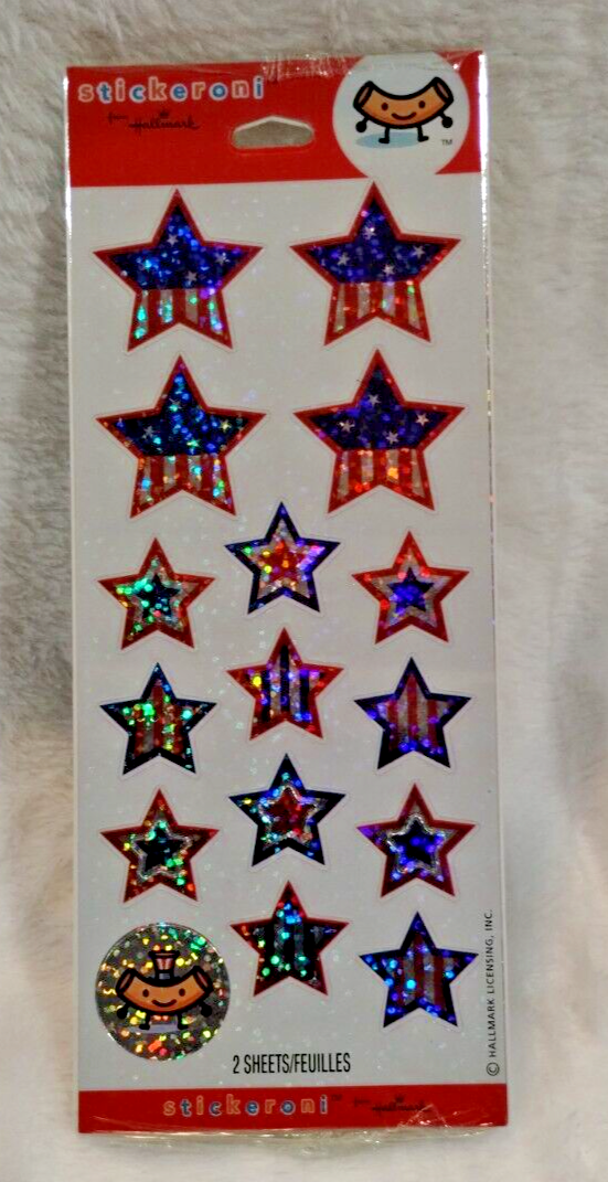 Hallmark Stickeroni Stickers Stars Red White Blue Stickers 2 Sheets ...