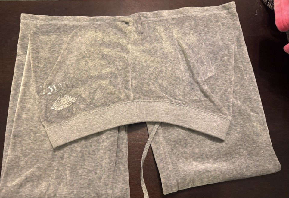 Authentic Juicy Couture Low Rise Sweatpants Wide Leg Long Sz Small Grey ...
