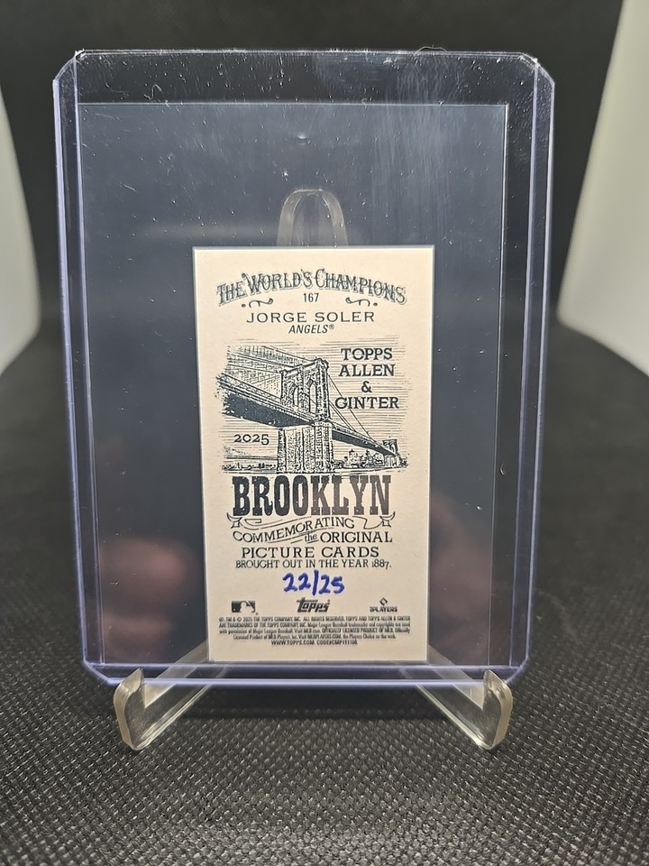 2025 Topps Allen & Ginter Jorge Soler Brooklyn Back Mini SP /25 Angels ...