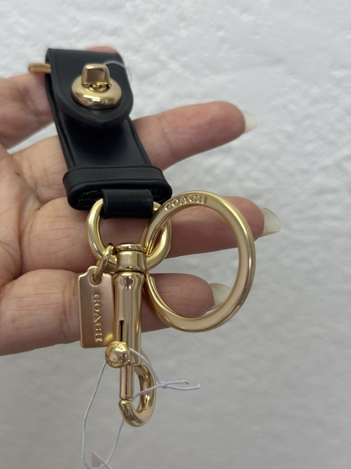 NWT Coach Leather Trigger Snap Bag Charm Black Valet Key Ring Fob | eBay