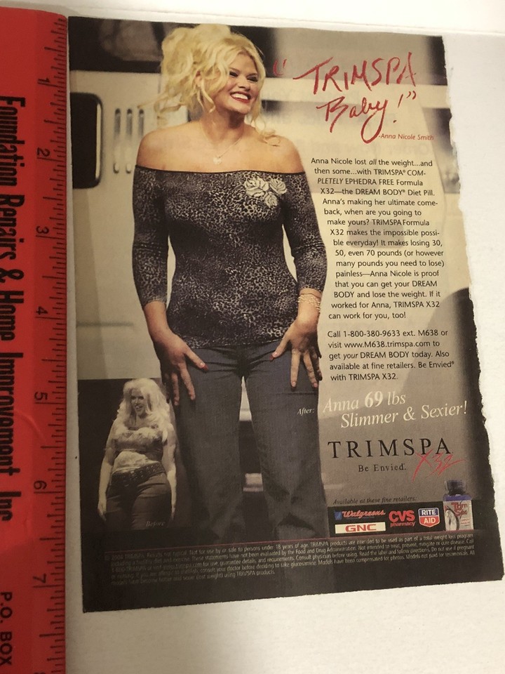 2004 Anna Nicole Smith Trimspa Vintage Print Ad Advert pa16 | eBay