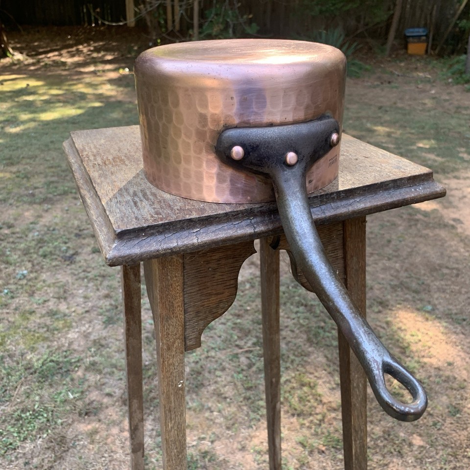 Mauviel 6.5” Hammered Copper Sauce Pan 2.4mm Cast Iron Handle Tin ...