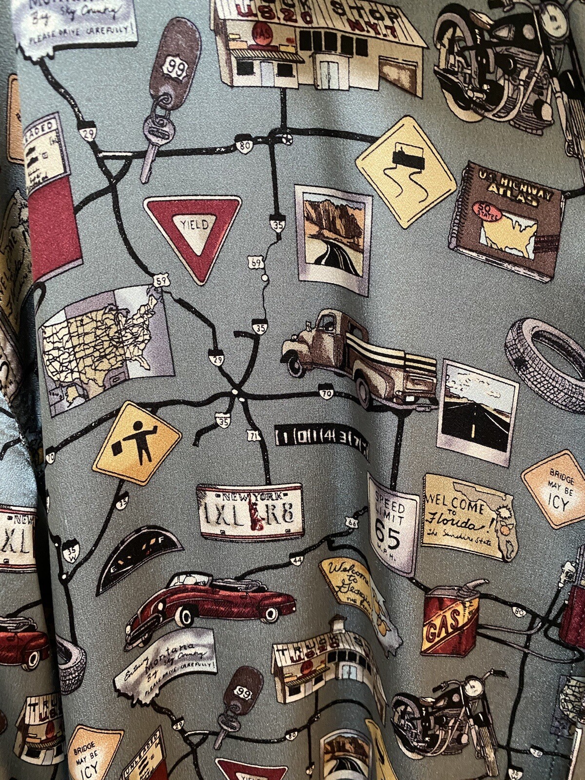 Original Road Signs Auto XL 1990's Nicole Miller 100%… - Gem