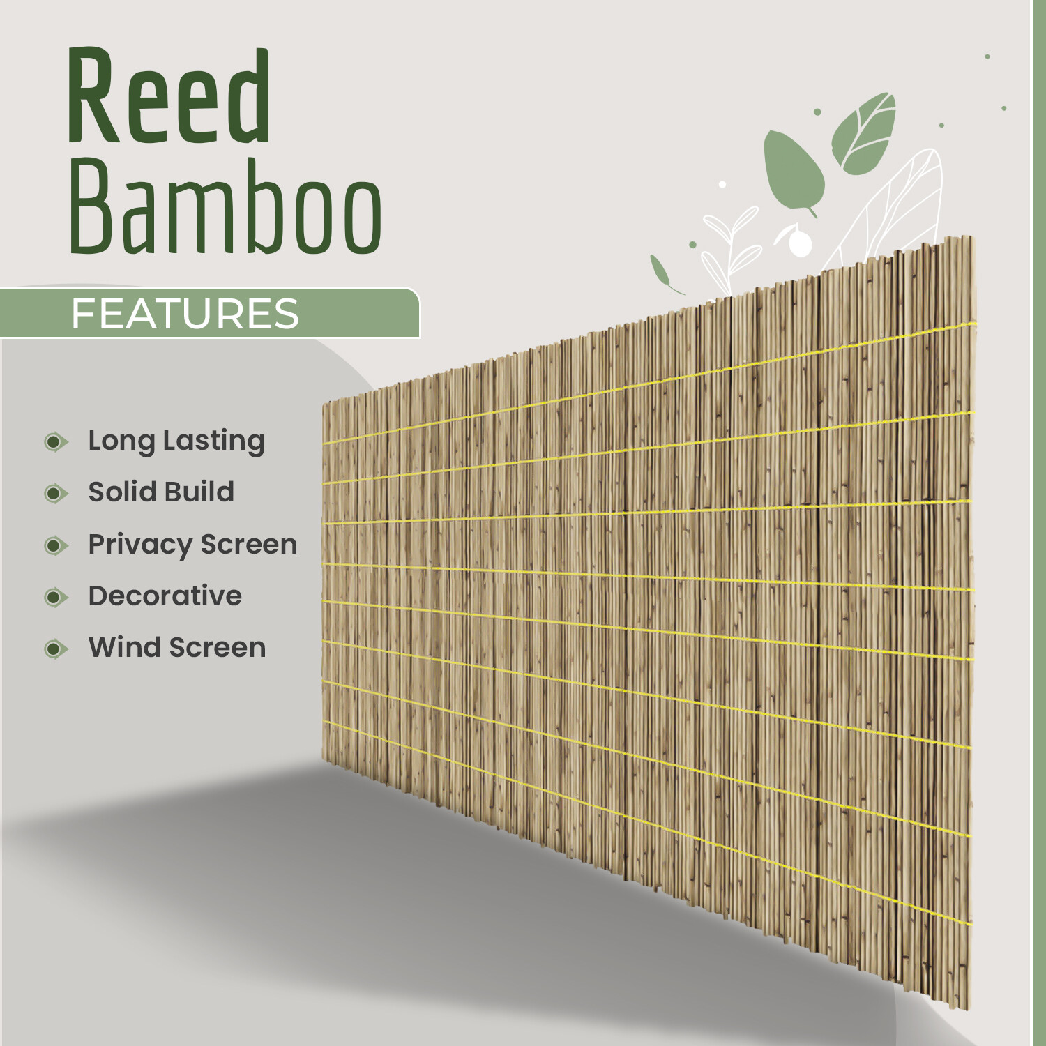 Bamboo Slat Fence Screening Fencing Panel Screen Reed Fence Roll ...