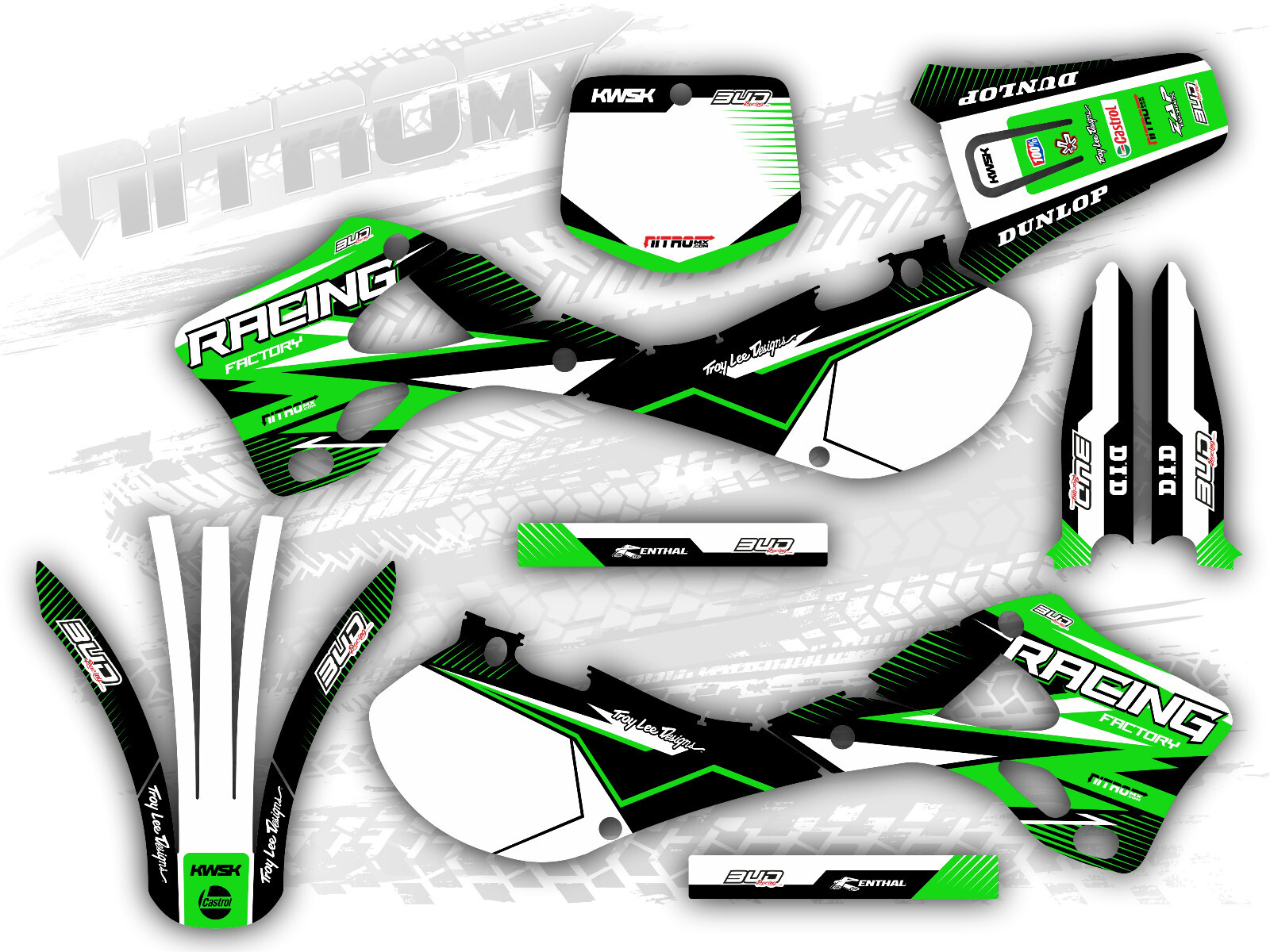 Graphics Kit fits Kawasaki KX 125 250 KX125 KX250 1999 2000 2001 2002 ...