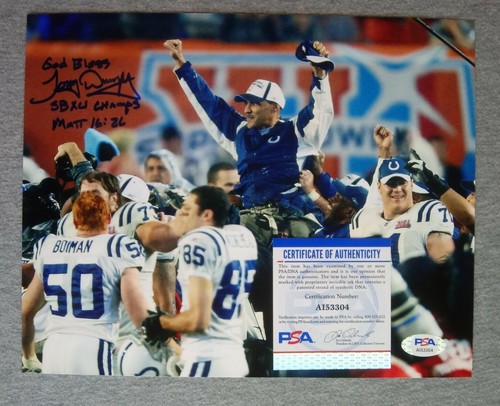 COLTS- TONY DUNGY AUTOGRAPH 8x10 SUPER BOWL XLI CHAMPS PHOTO PSA/DNA ...