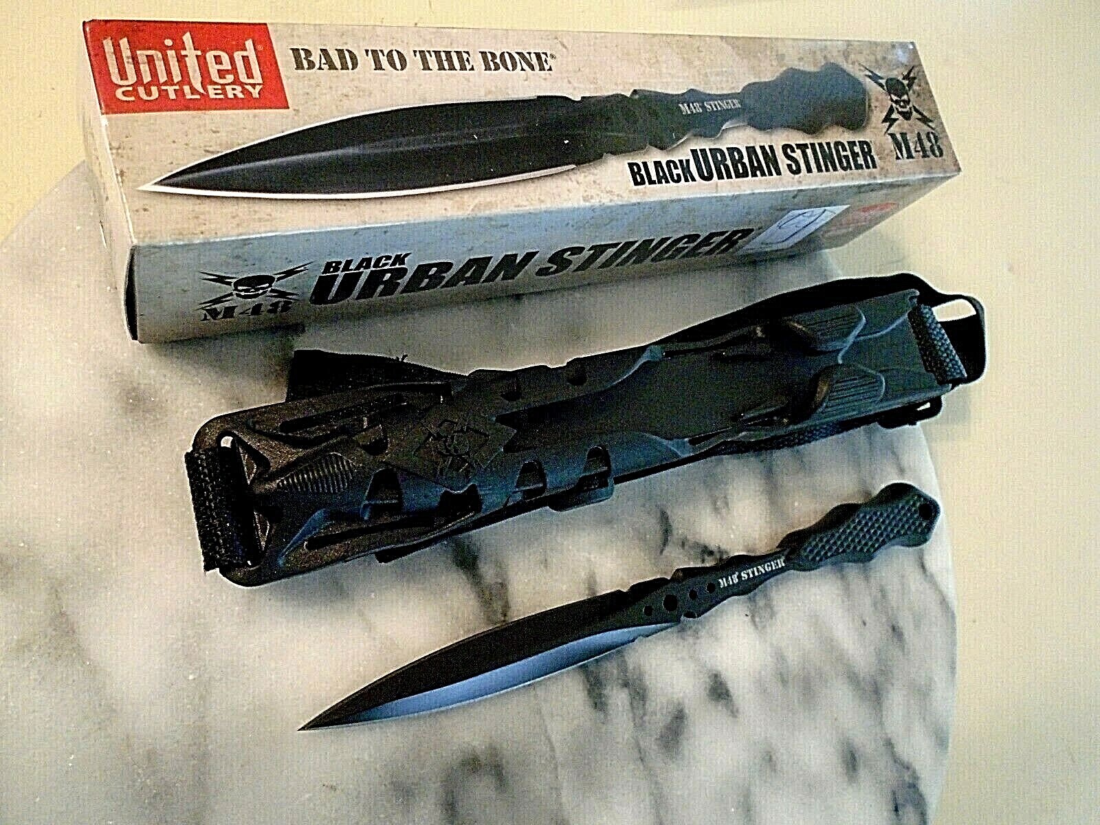 M48 Urban Stinger Black Dagger Dual Edge Knife Spike Full Tang UC2937 8 ...