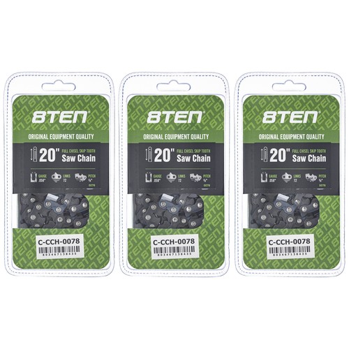 Full Chisel Skip Tooth Chainsaw Chain 20 Inch .058 3/8 72DL for ...