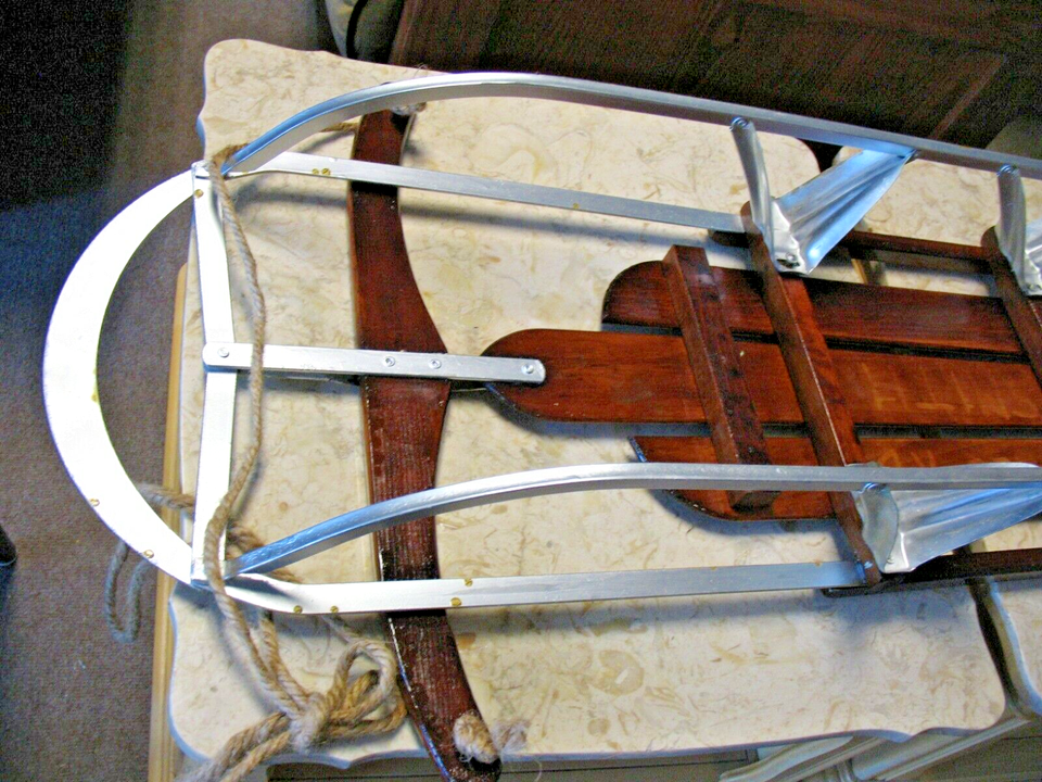 VINTAGE SILVER STREAK 1950's SNOW SLED 52'' RESTORED TO ORIGINAL COND ...