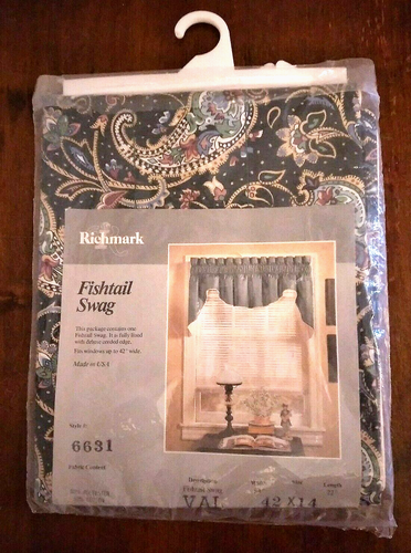 Richmark Paisley Fishtail Swag Valance 42x14 Lined Corded Edge #6631 VTG Curtain | eBay