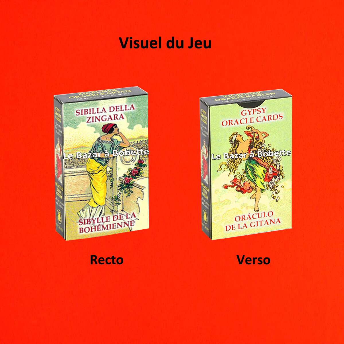 JEU CARTES DIVINATOIRES - TAROT - ORACLE SYBILLE DE LA BOHÉMIENNE 52 ...