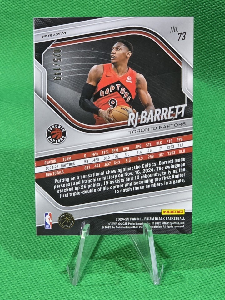 🔥 RJ Barrett /149 🔥 2024-25 Panini Prizm Black - #73 Purple Ice Prizm ...