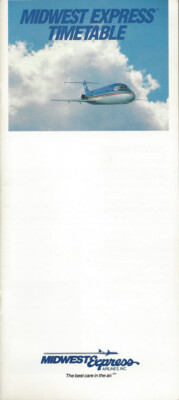 Midwest Express Airlines system timetable 3/1/90 [0123] Buy 4+ save 50% ...