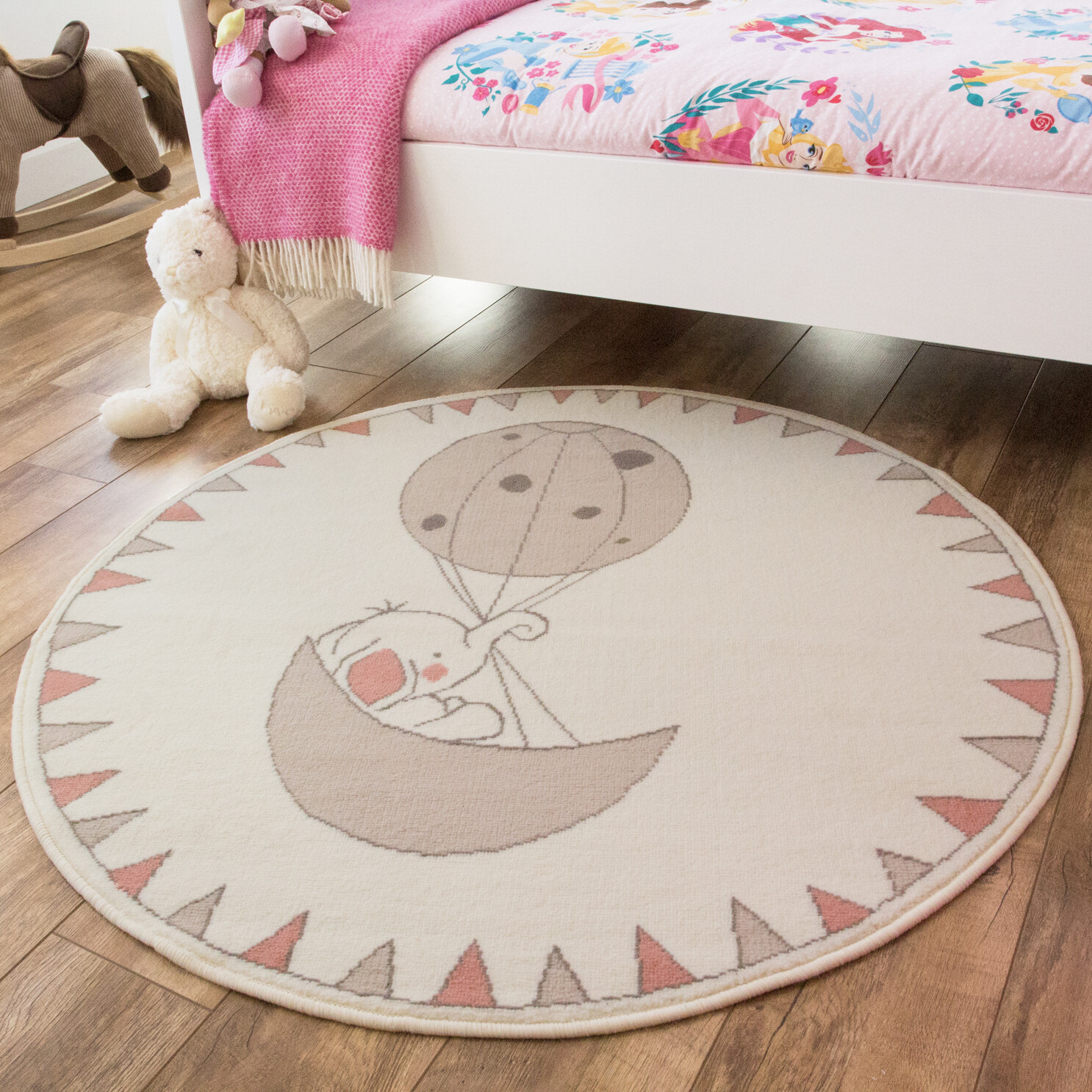 Childrens Bedroom Rugs Round Circle Nursery Rug Soft Easy Clean Kids ...