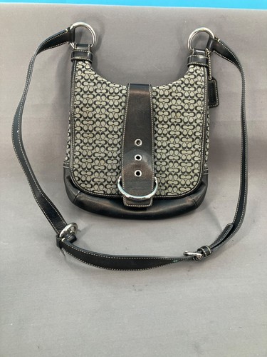 Coach Purse Canvas & Leather Black Two Tone | eBay