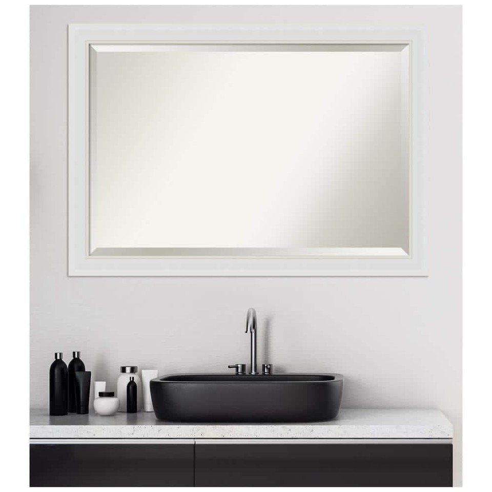 Amanti Art Casual Mirror 40" W X 28" H, Rectangle Flair Soft White ...