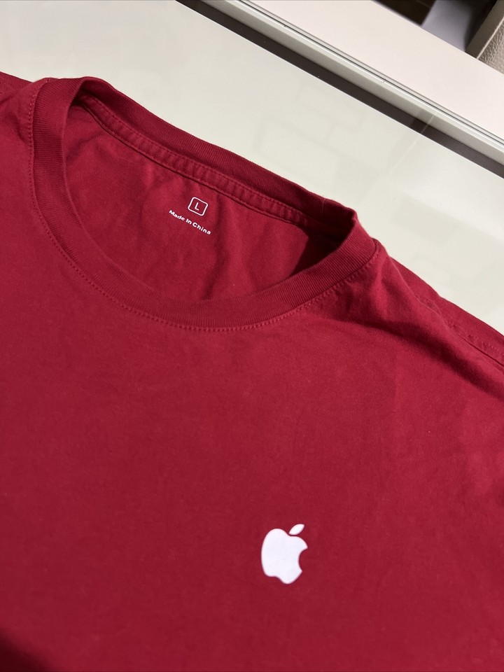 Vintage Apple Employee T-Shirt Sz L ~ Maroon ~ APPLE LOGO ~ Mac ...