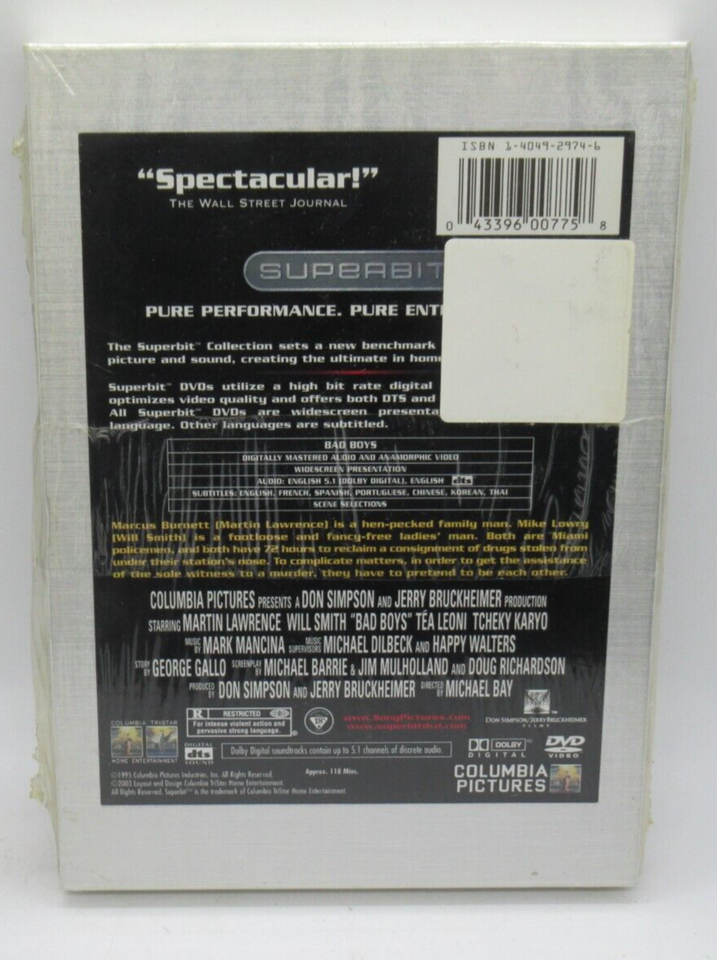 BAD BOYS - SUPERBIT DVD MOVIE, MARTIN LAWRENCE, WILL SMITH, TEA LEONI ...