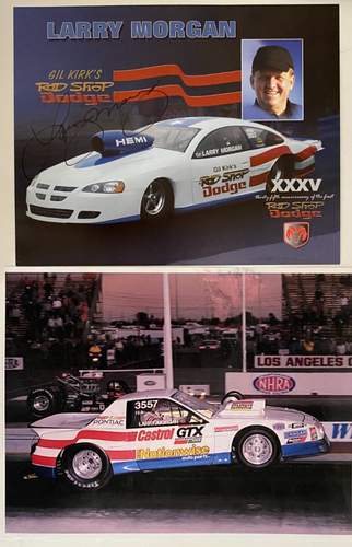 LARRY MORGAN SIGNED ROD SHOP DODGE VTG NHRA PRO STOCK DRAG RACING ...