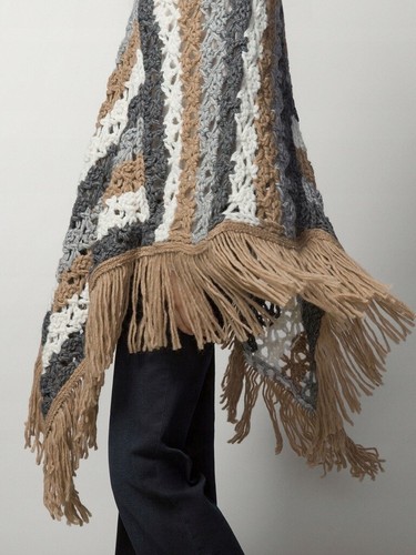 Massimo Dutti Crochet Striped Poncho Alpaca Wool Blend Size Small NWT ...