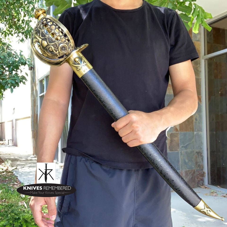 Pirate of Caribbean Mermaid Cutlass Sword with Basket Guard - Custom ...