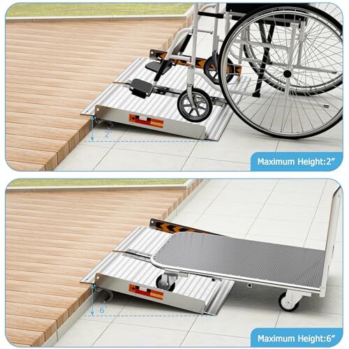 FACHNUO Portable Wheelchair Ramp 2FT, Non-Skid Aluminum Folding ...