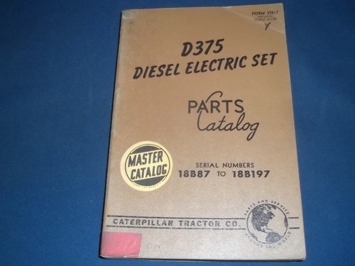Cat Caterpillar D375 Diesel Électrique Set Générateur Pièces Livre ...