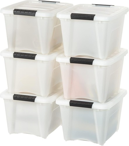 New-IRIS USA 19 Qt Stackable Plastic Storage Bins with Lids, 6 Pack - BPA-Free, | eBay