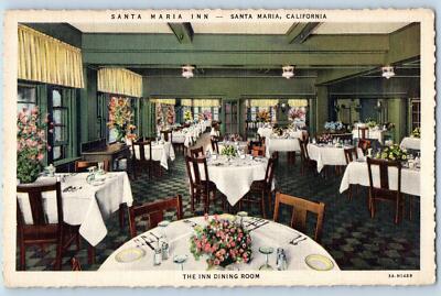 Santa Maria California CA Postcard Santa Maria Inn Dining Room Interior ...