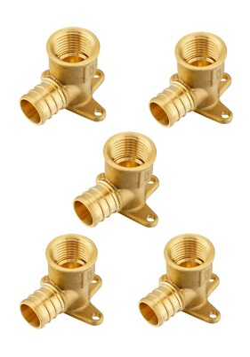 5 PC 3/4" PEX X 1/2" FEMALE NPT THREADED DROP EAR ELBOW CRIMP FITTINGS ...