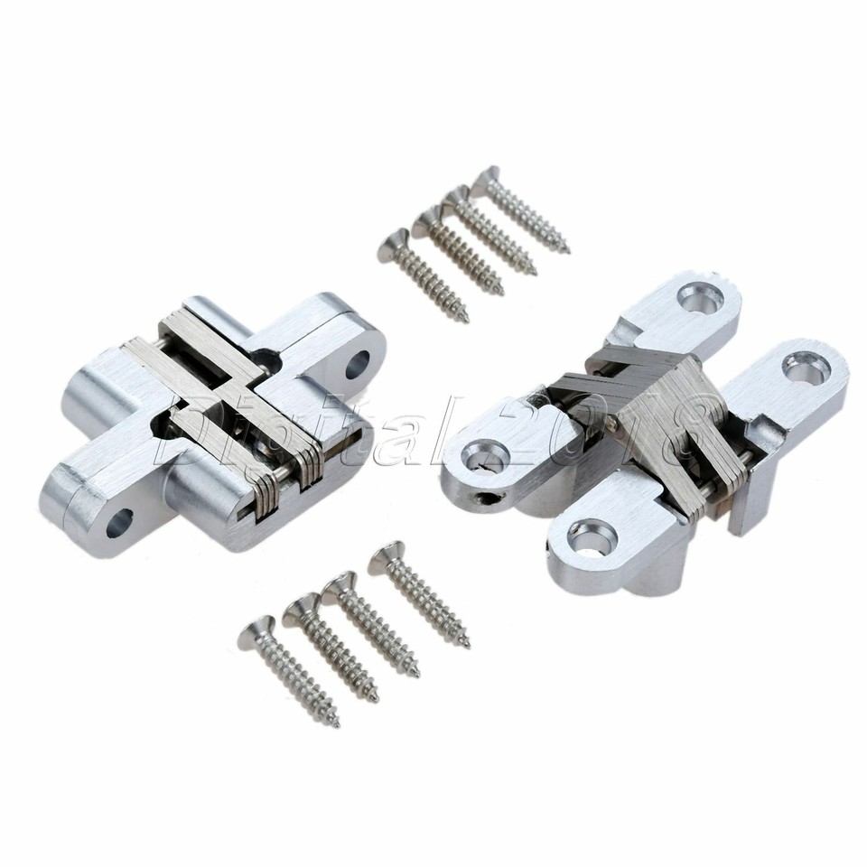 2 Pcs Elegant Heavy Duty Foldable Consealed Cross Door Hinges Stainless ...