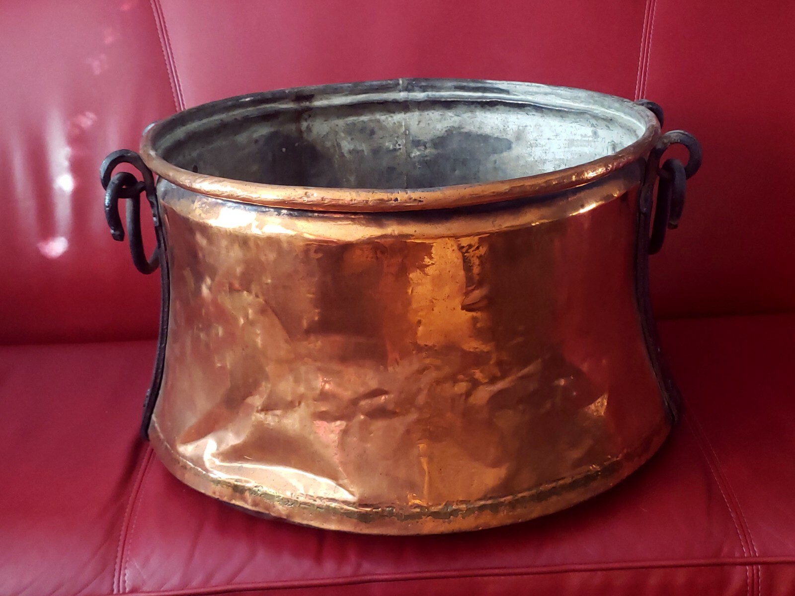 HUGE 17 Pound Vintage Copper CAULDRON Hand Crafted IMAX Turkey Iron ...