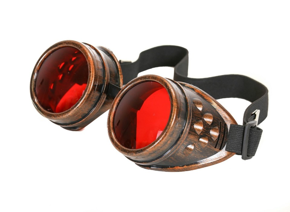Red Lens Victorian Steampunk Goggles Glasses Welding Cyber Punk Gothic ...