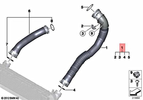 Genuine BMW F10 F11 F18 528iX 528LiX CHARGE AIR INDUCTION TRACT ...