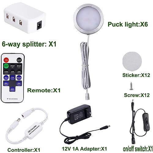 AIBOO Wireless LED Under Cabinet Lighting Dimmable with RF Remote ...