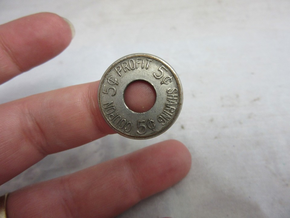 Central Confection Co. 5 cent token. Columbus, OH.Coupon Profit Sharing ...