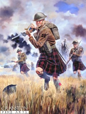 WW2 Scottish Military art print signed Cameron Highlanders Belgium 1940 ...