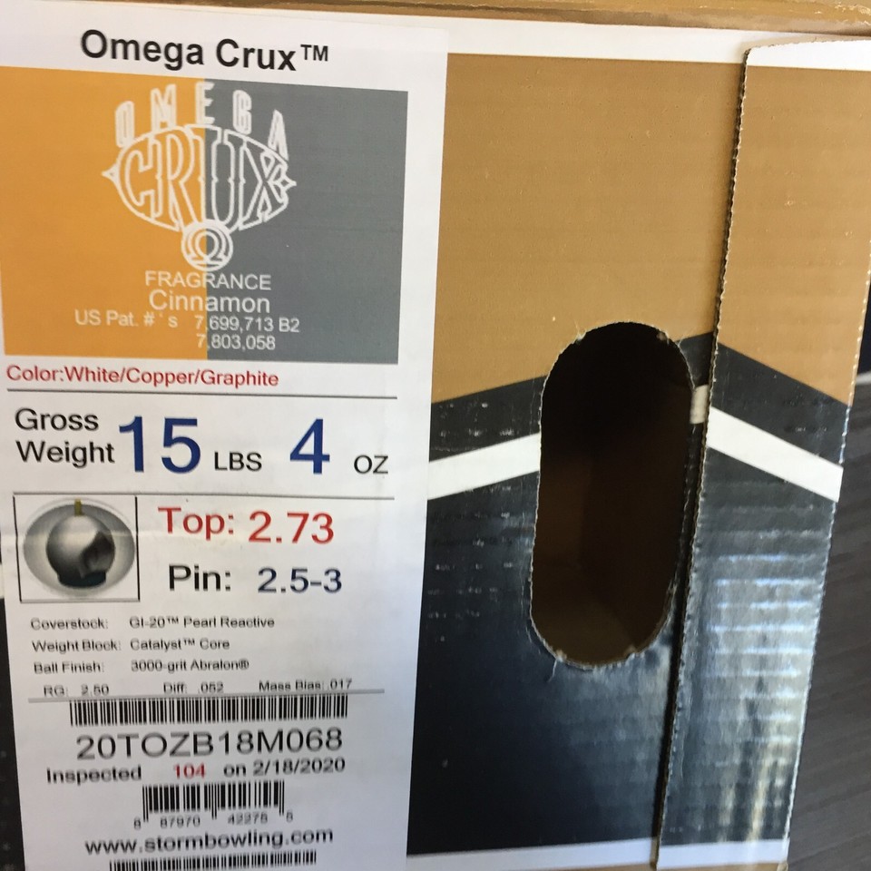Storm Omega Crux bowling ball 15 LB. 1ST QUALITY NEW UNDRILLED IN BOX ...