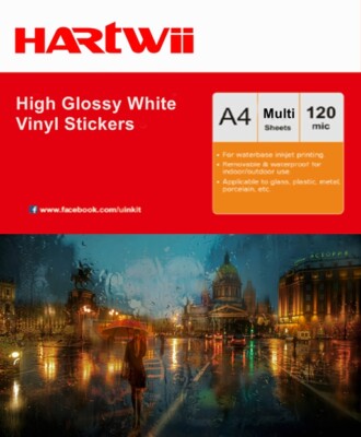 A4 High Glossy White Vinyl Waterproof Sticker Adhesive Inkjet Print 10 ...