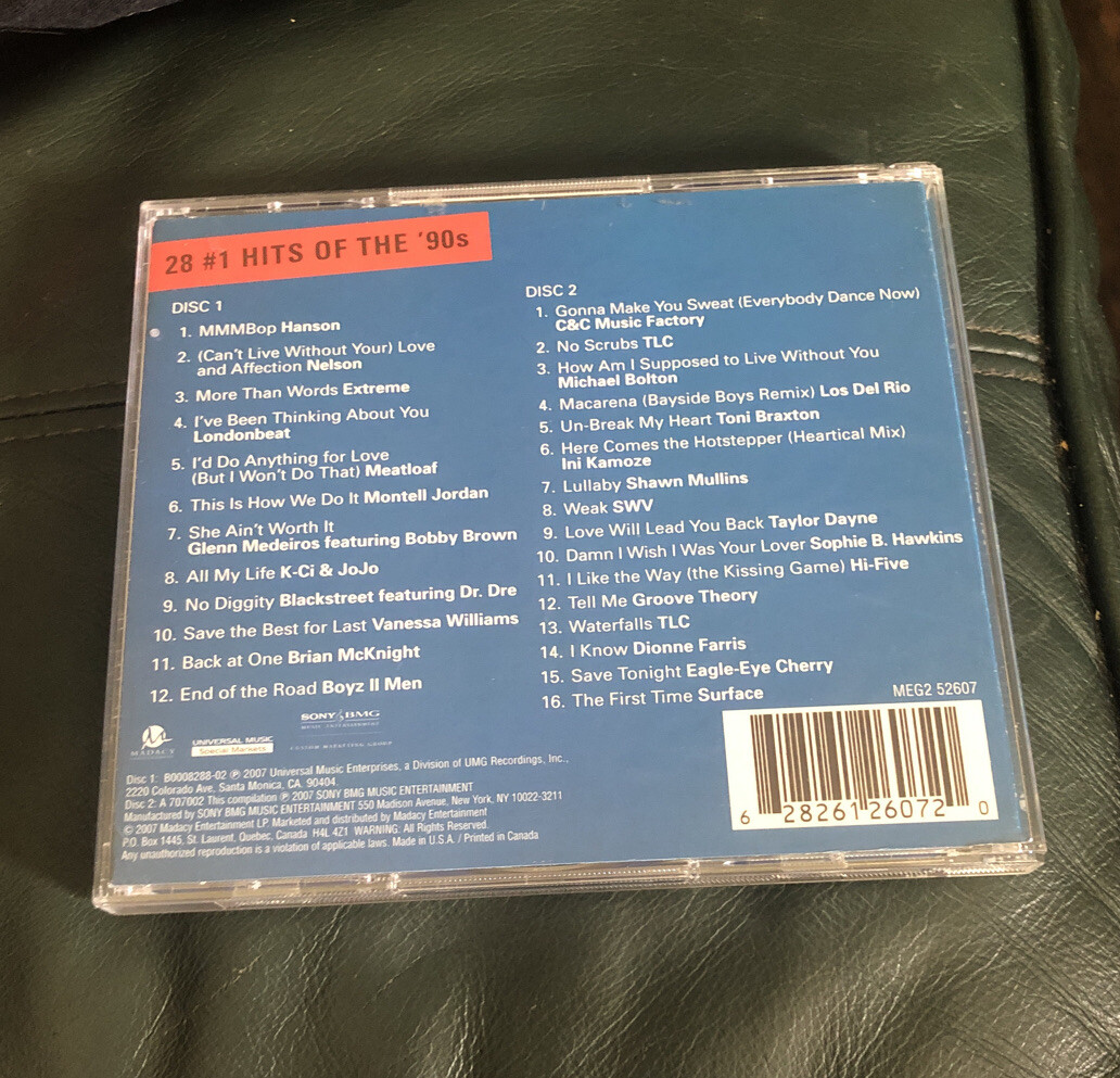 All #1 Hits 90s by Various Artists (CD, Mar-2007, 2 Discs, Madacy ...