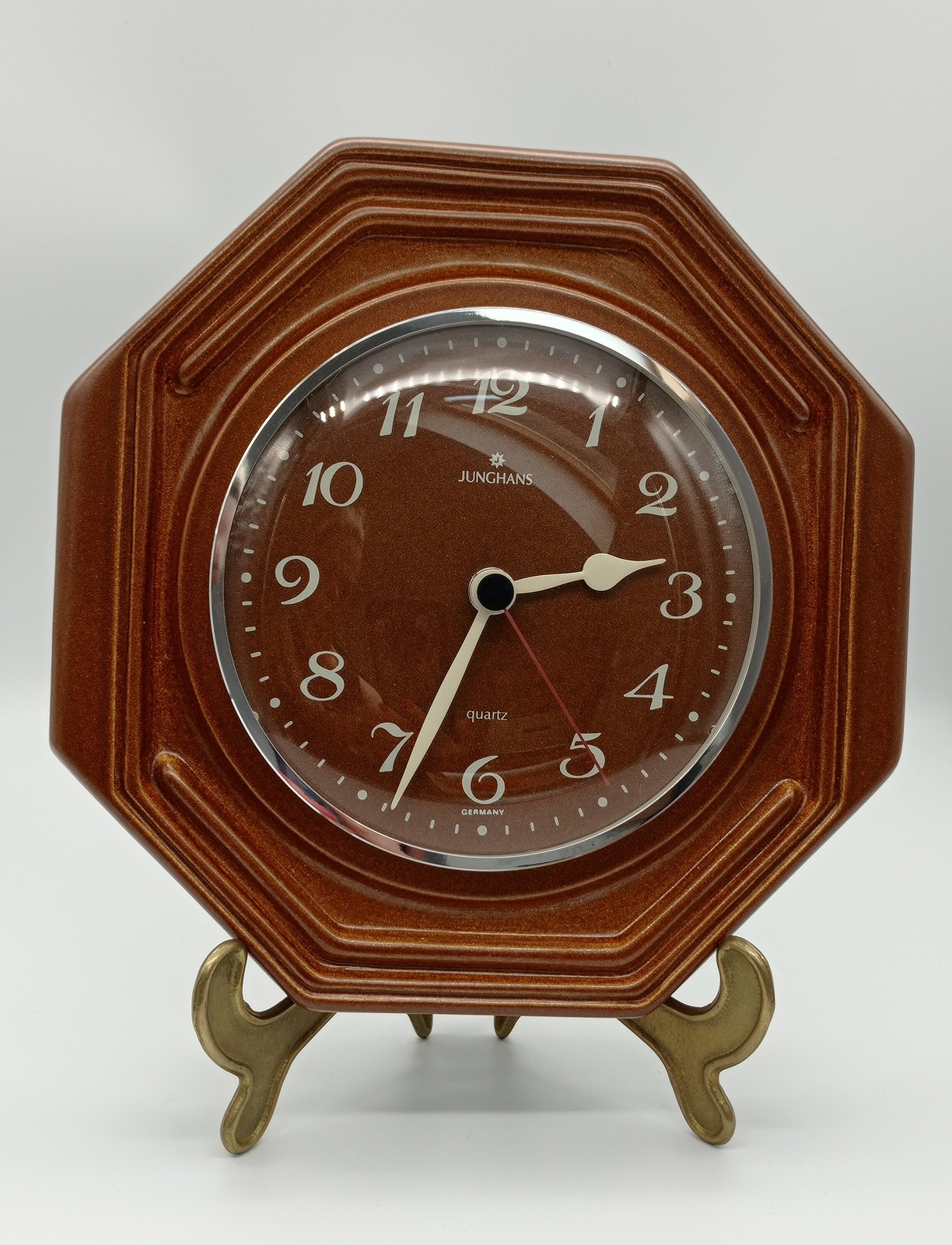 Vintage Junghans Ceramic Wall Clock, Brown Quartz Hanging Clock ...