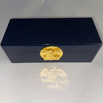 K Wonder blue Lacquer Hinged 11x5 Jewelry Trinket Box Gold Brass K ...