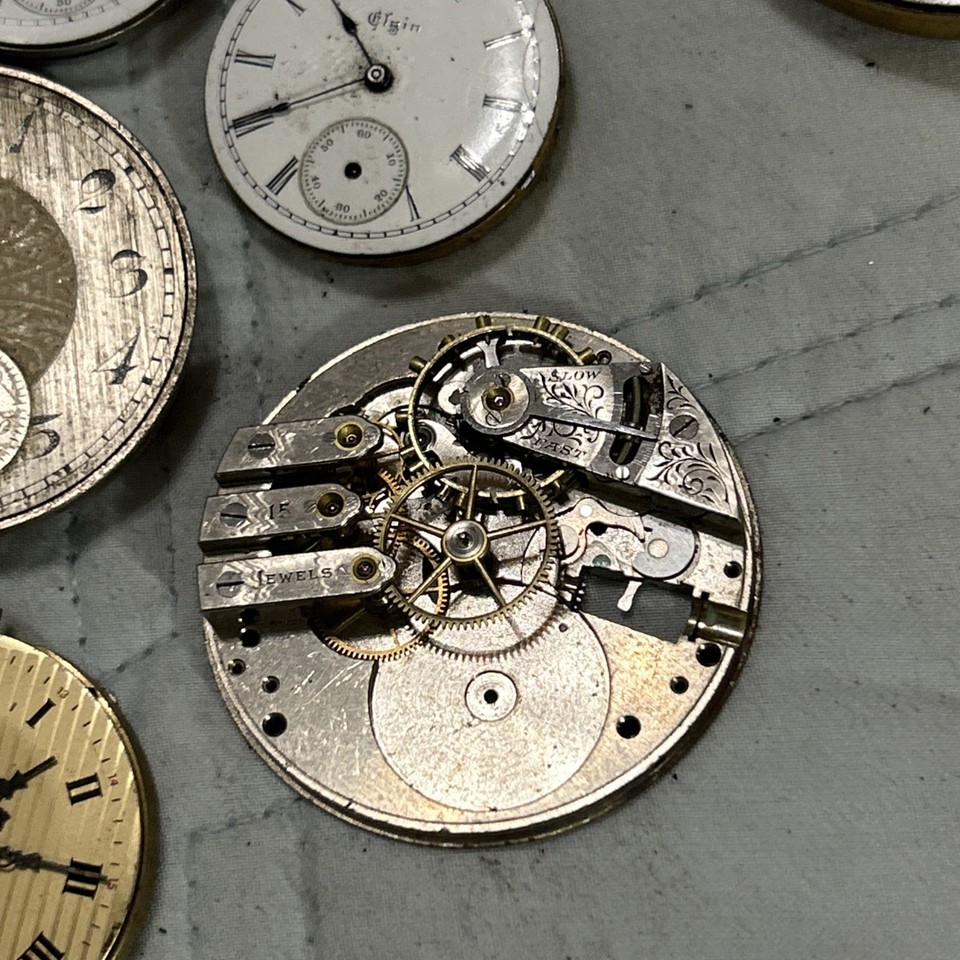 Lot of Vintage Pocket Watch Movements For Repair! Elgin, Hamilton ...