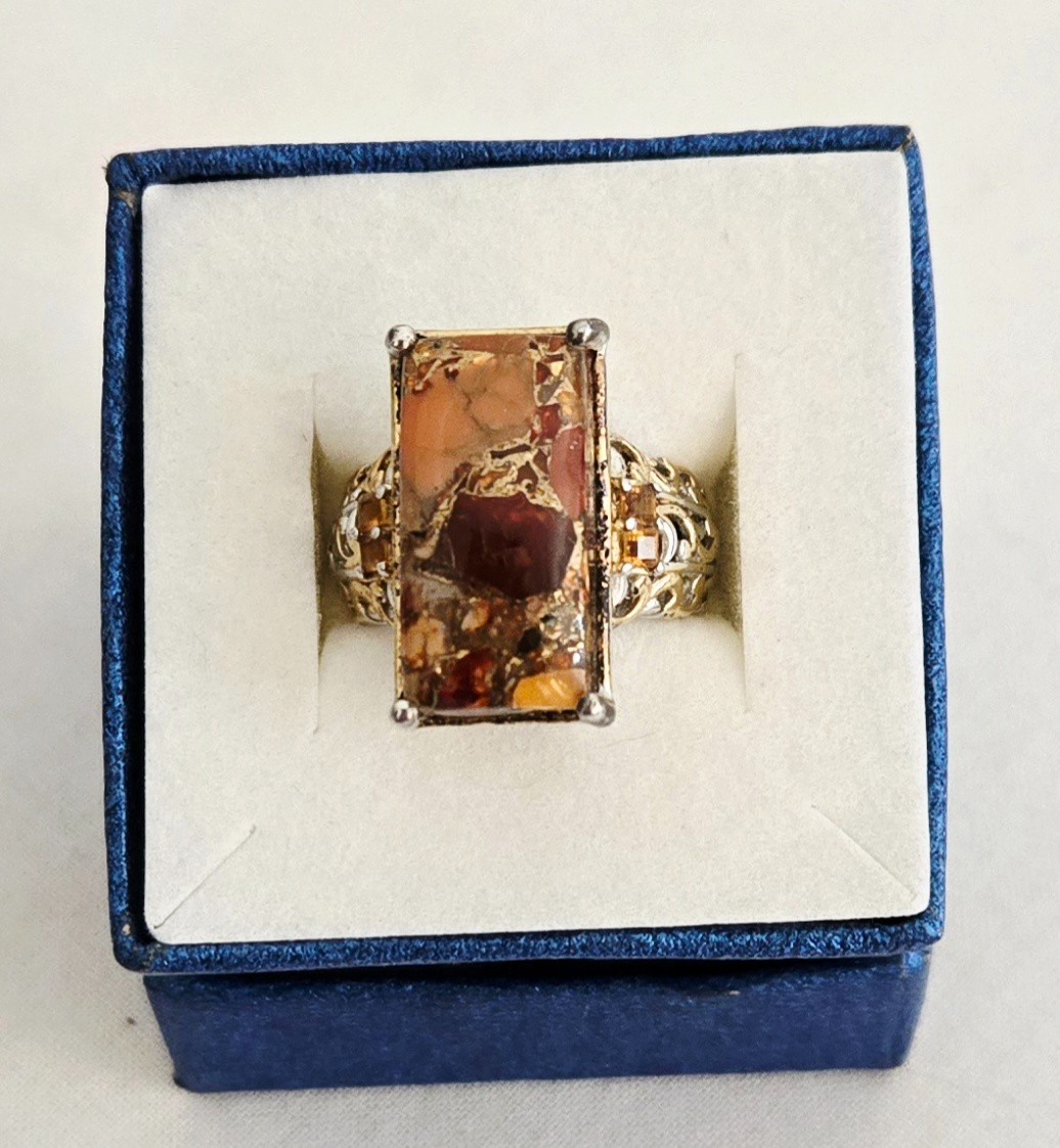 Sterling Silver 925 DJoy, Gold Overlay Accents Ring, … - Gem