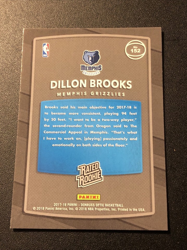 2017-18 Panini Donruss Optic Rated Rookie Dillon Brooks #152 Rookie RC ...