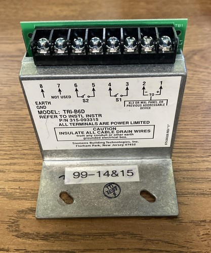 SIEMENS CERBERUS PYROTRONICS TRI-B6D PROGRAMMABLE DUAL ZONE FIRE ALARM ...