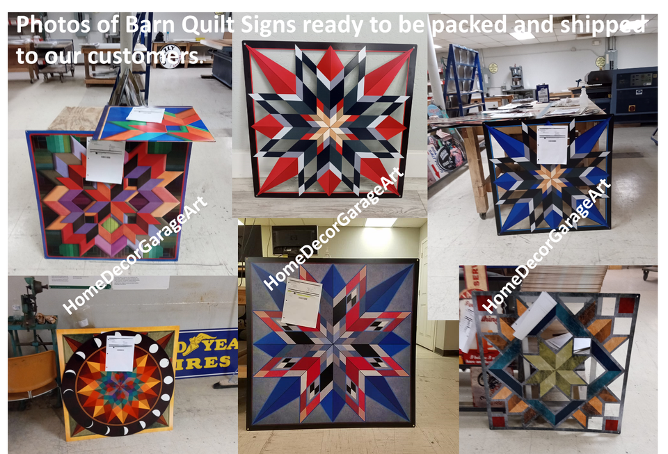 Amish Barn Quilt Art Sign, Five Square 2, Square Metal Sign | eBay