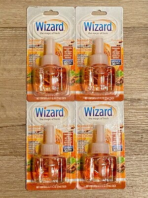 4 PACK Wizard PUMPKIN SPICE Scented Oil Plug-in Refills Air Freshener ...